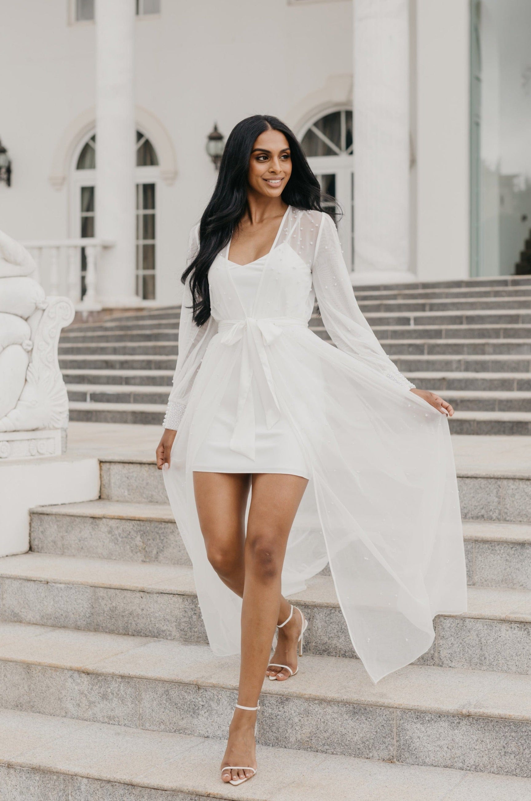 Ivy Hand Beaded Pearl Mesh Maxi - Includes Slip – Lerose USA