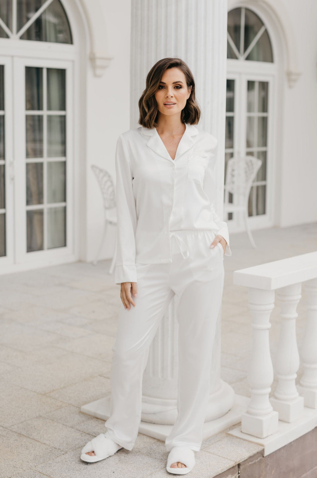 Blanche Long Satin PJ Set – Lerose USA
