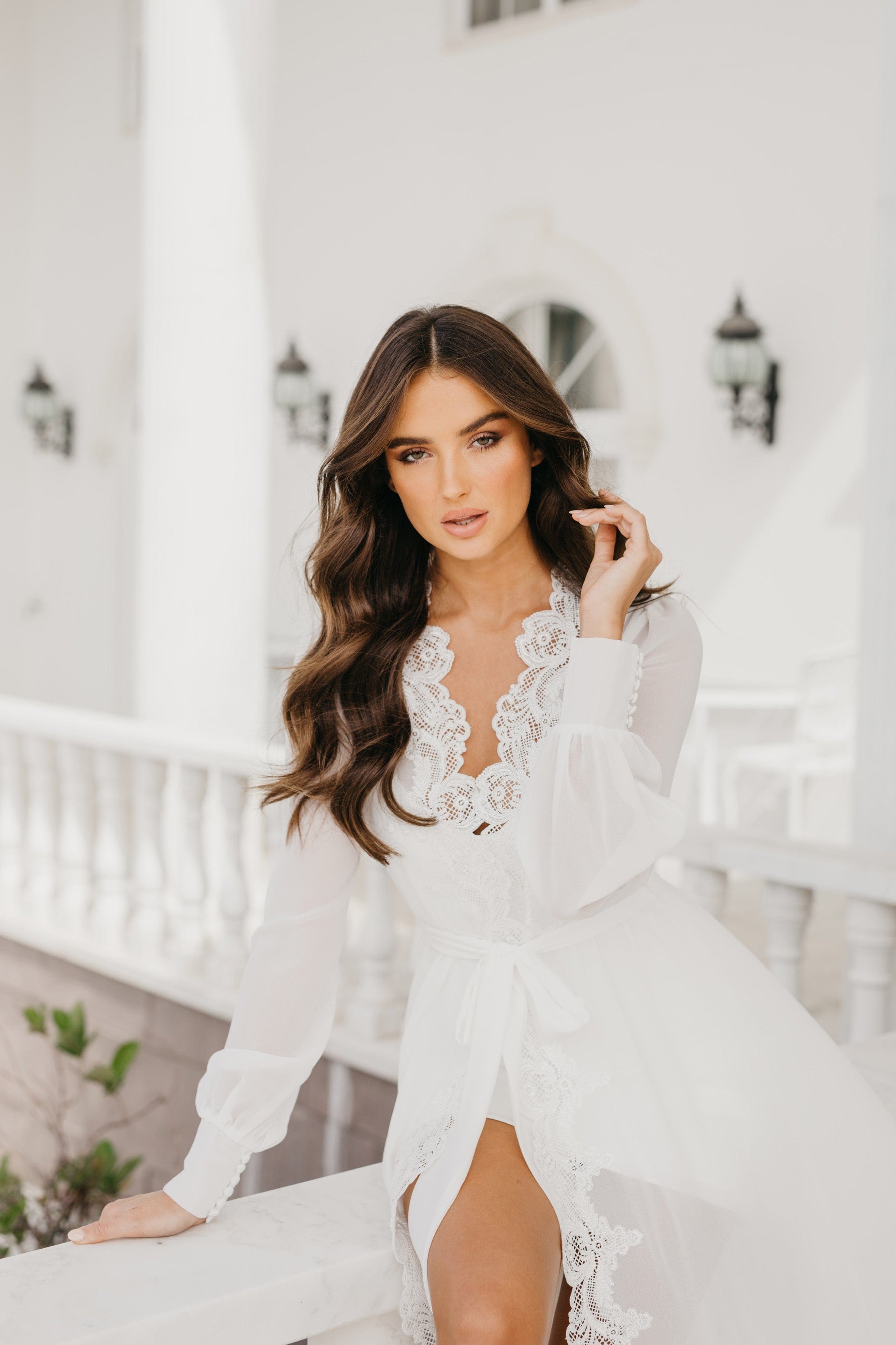 Vivian Lace Trim Maxi With Train - Includes Slip – Lerose USA