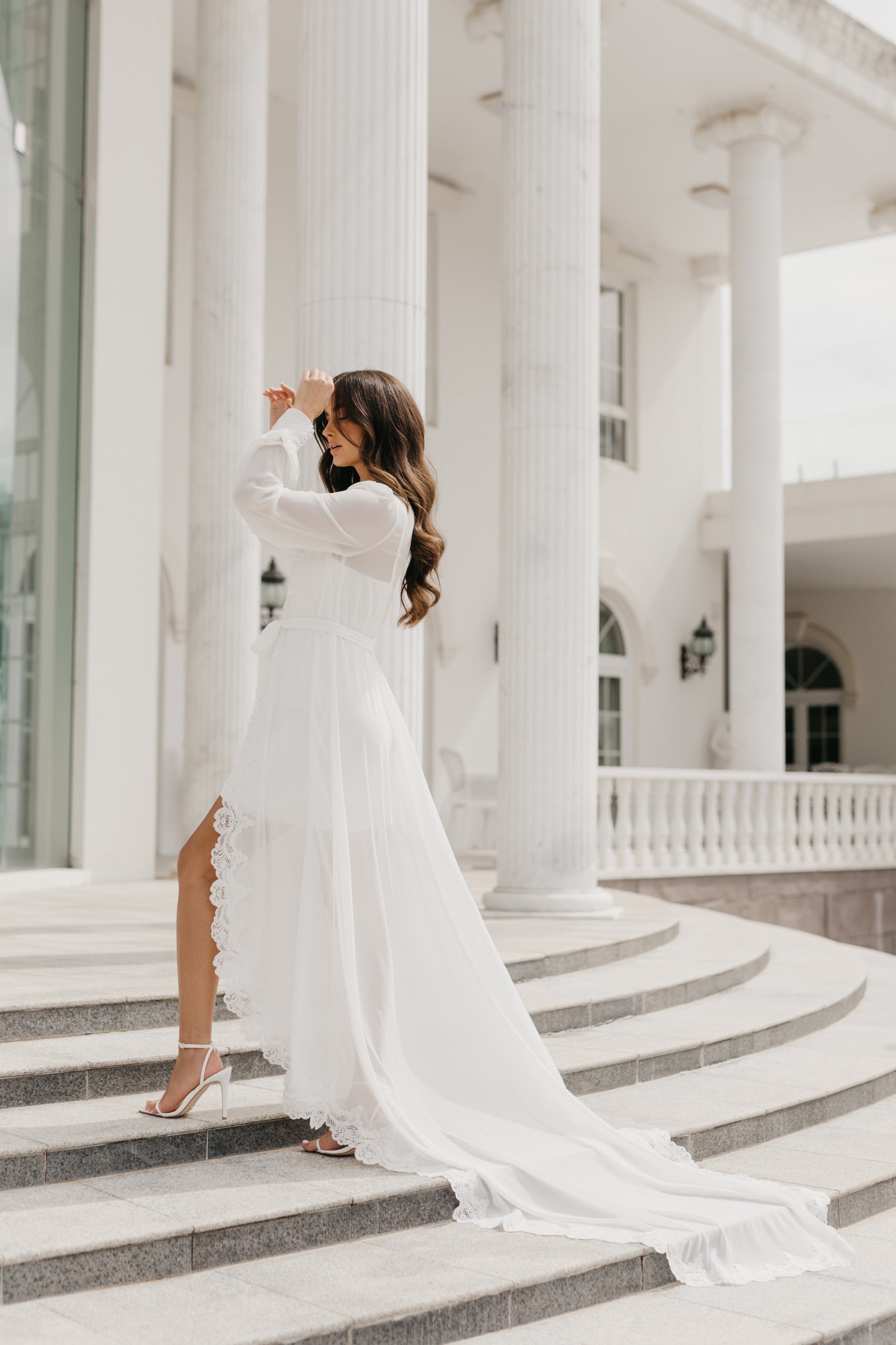 Vivian Lace Trim Maxi With Train - Includes Slip – Lerose USA
